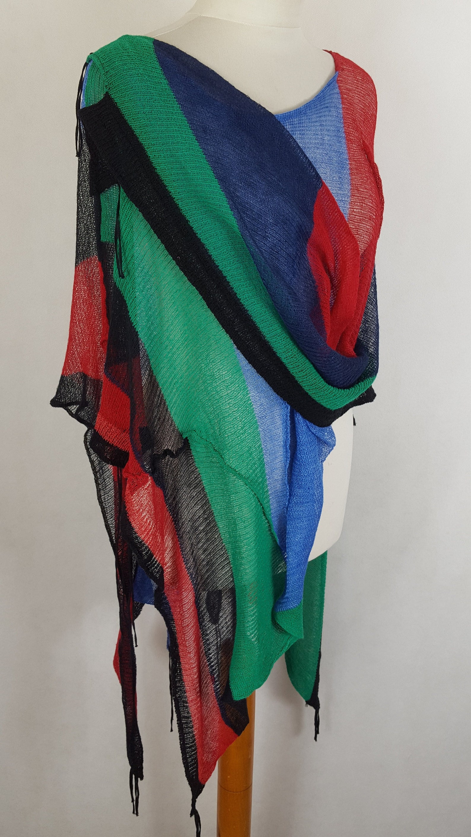 Colorful Linen Poncho. Linen Poncho With Tassels. Vegan Poncho - Etsy