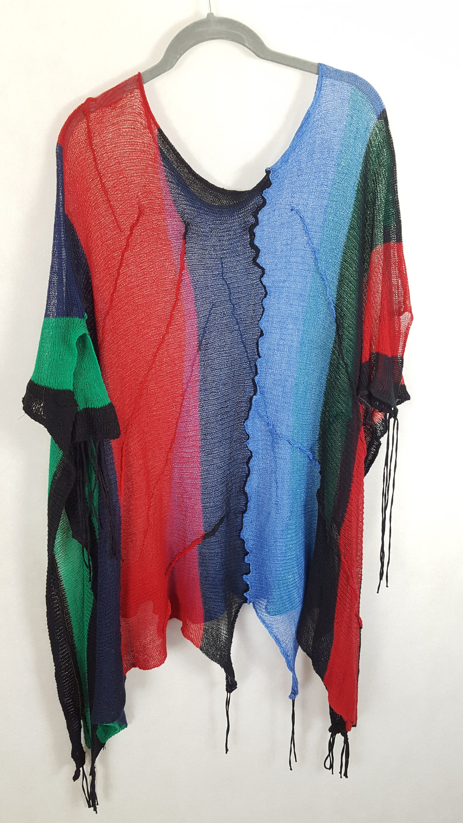 Colorful Linen Poncho. Linen Poncho With Tassels. Vegan Poncho - Etsy
