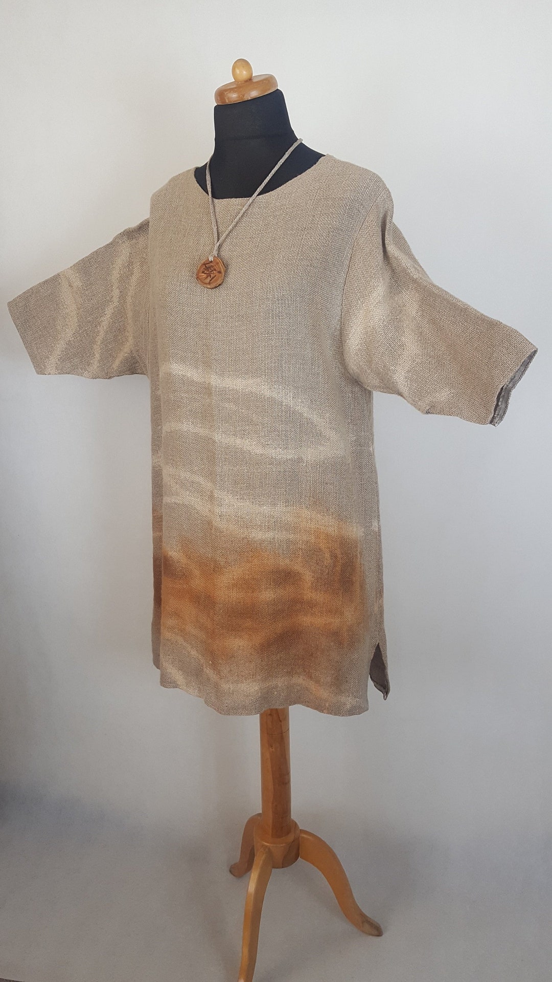 Linen Dress, Loose Hand-painted Linen Dress, Simple Short Linen Dress ...