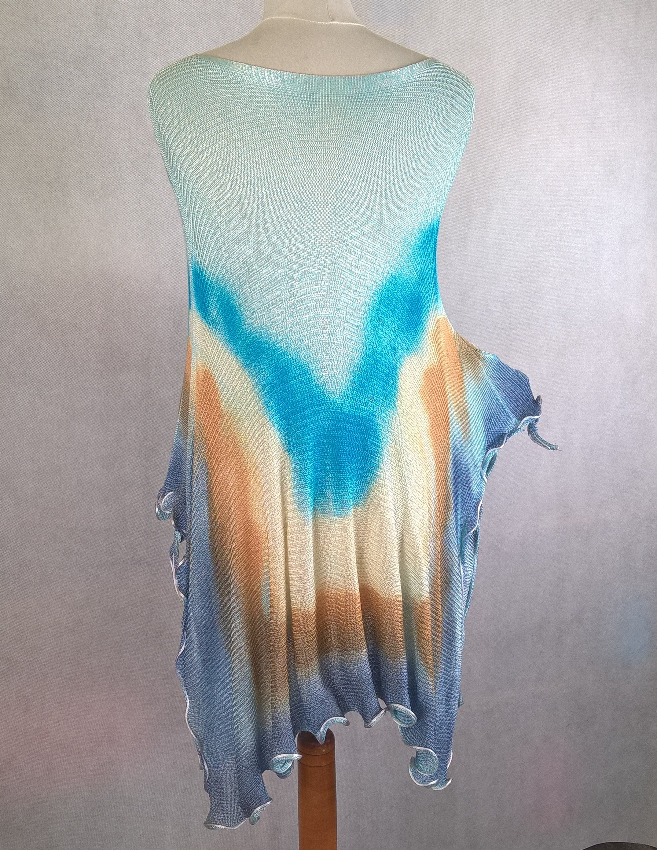 Fancy Painted Poncho Made of Viscose Silk. Knitted Poncho, Long Hand ...