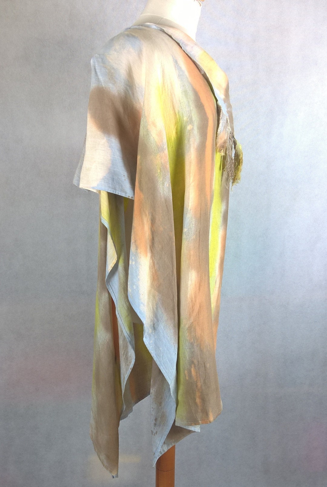 Linen Beach Dress, Off-the-shoulder Dress, Hand-painted Linen Toga ...