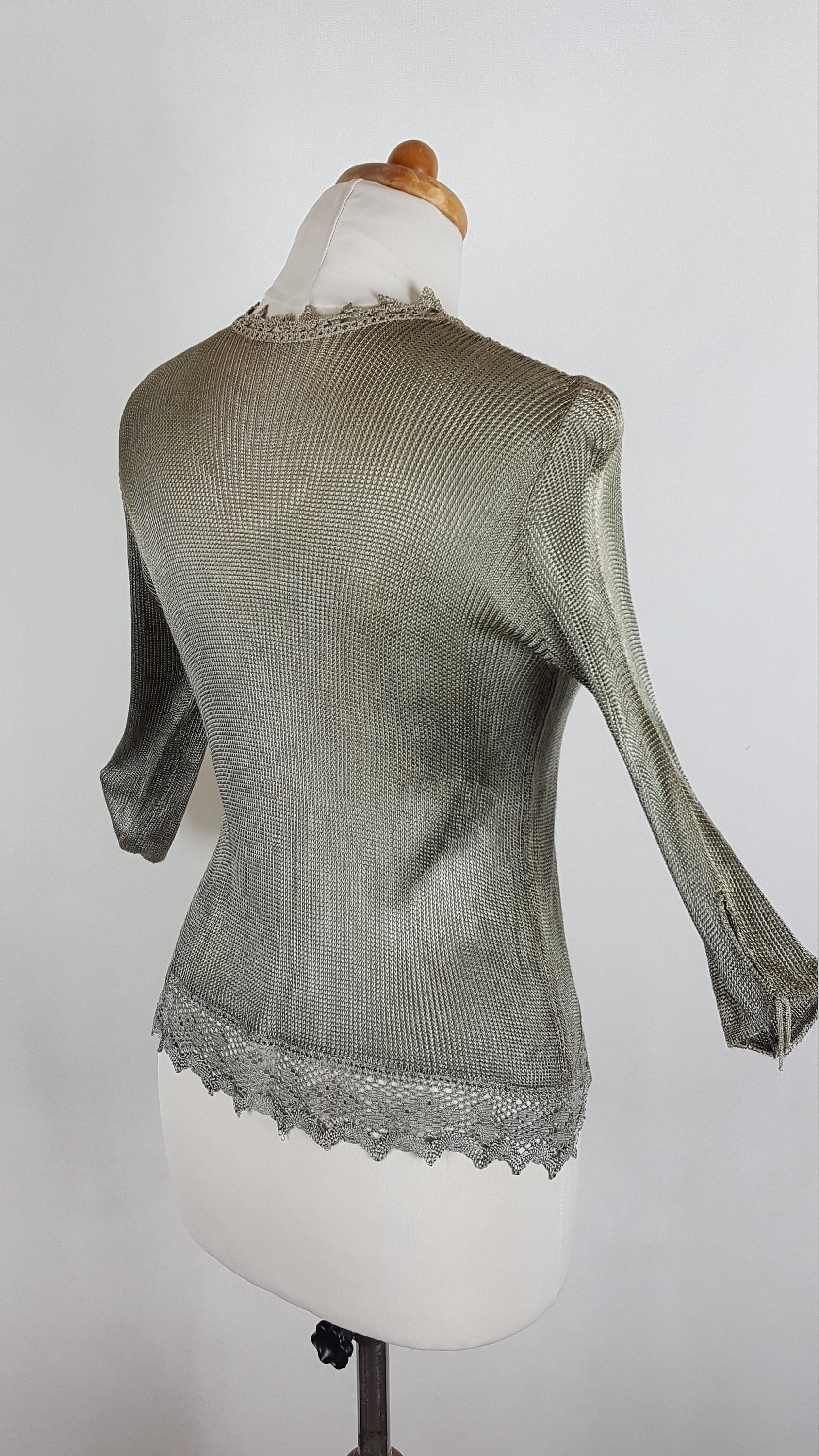 Blouse in Steel Color With Lace. Gray and Steel Blouse Made of Viscose ...