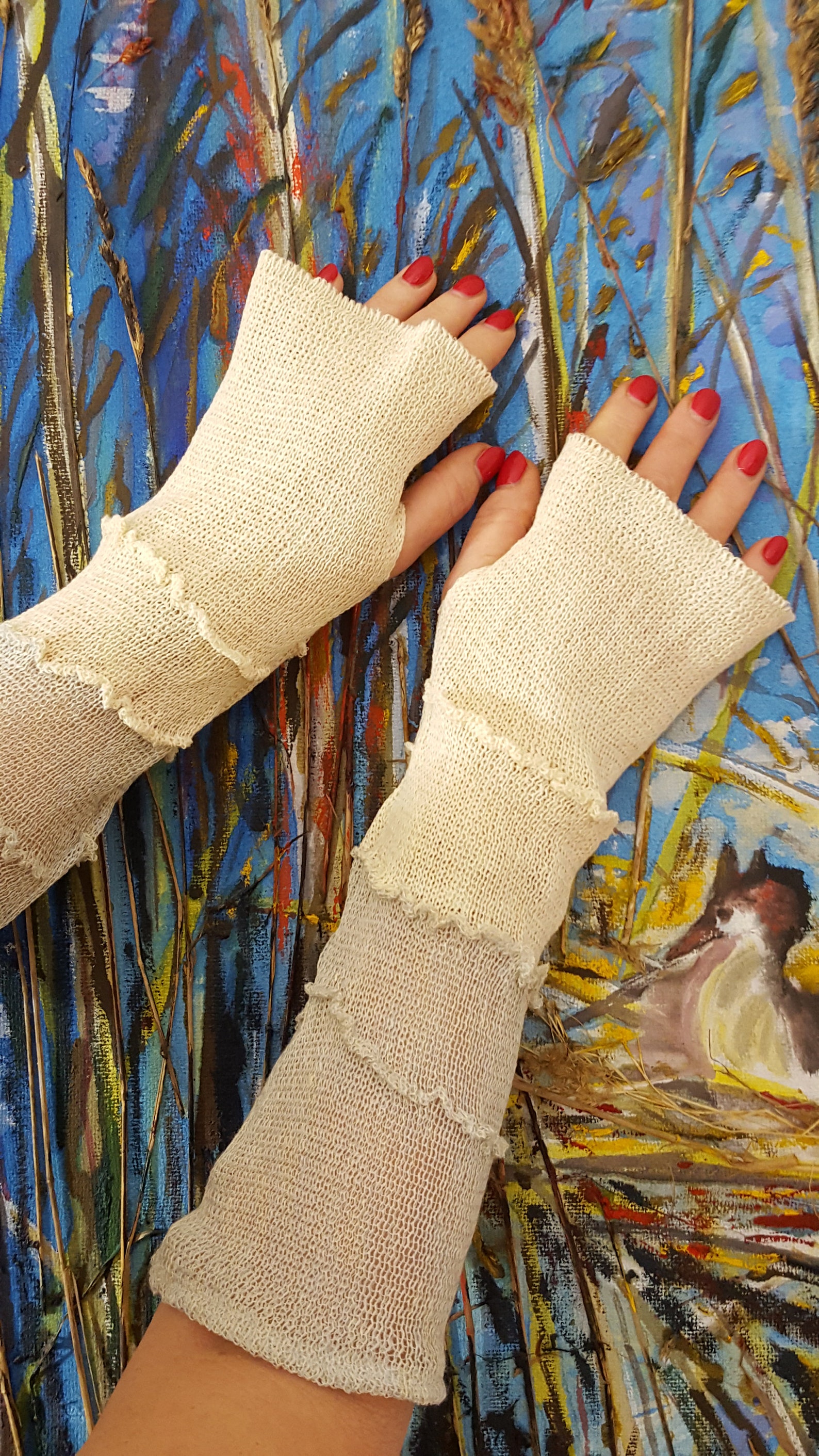 Linen Mittens, Vegan Mittens, Two-color Mittens - Etsy