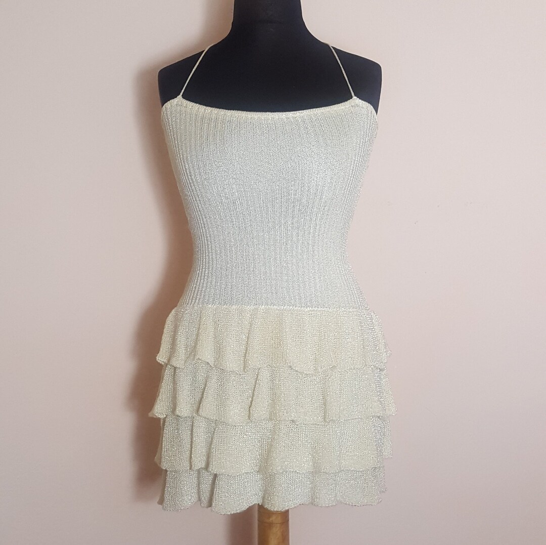 Mini Dress With Straps, Mini Dress With Shiny Metallic Thread, Mini ...