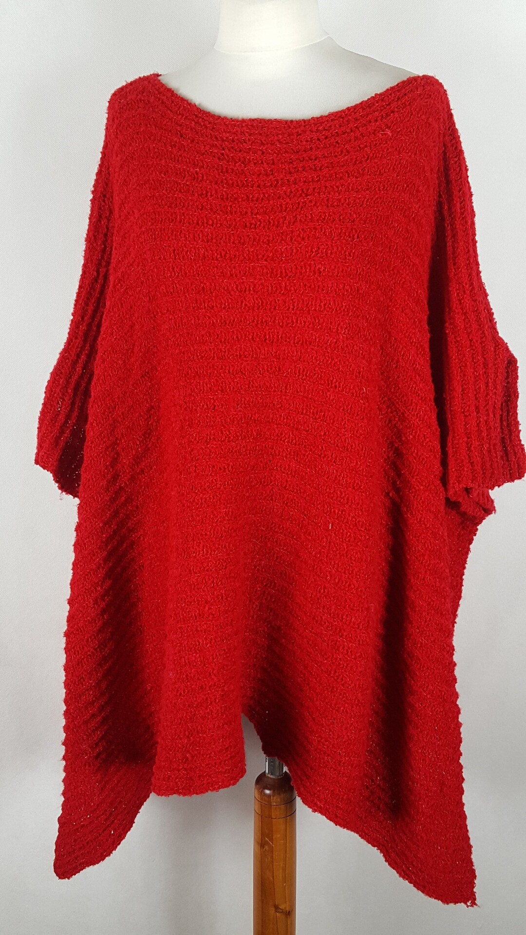 Red Warm Poncho, Red Knitted Poncho. Warm Poncho - Etsy