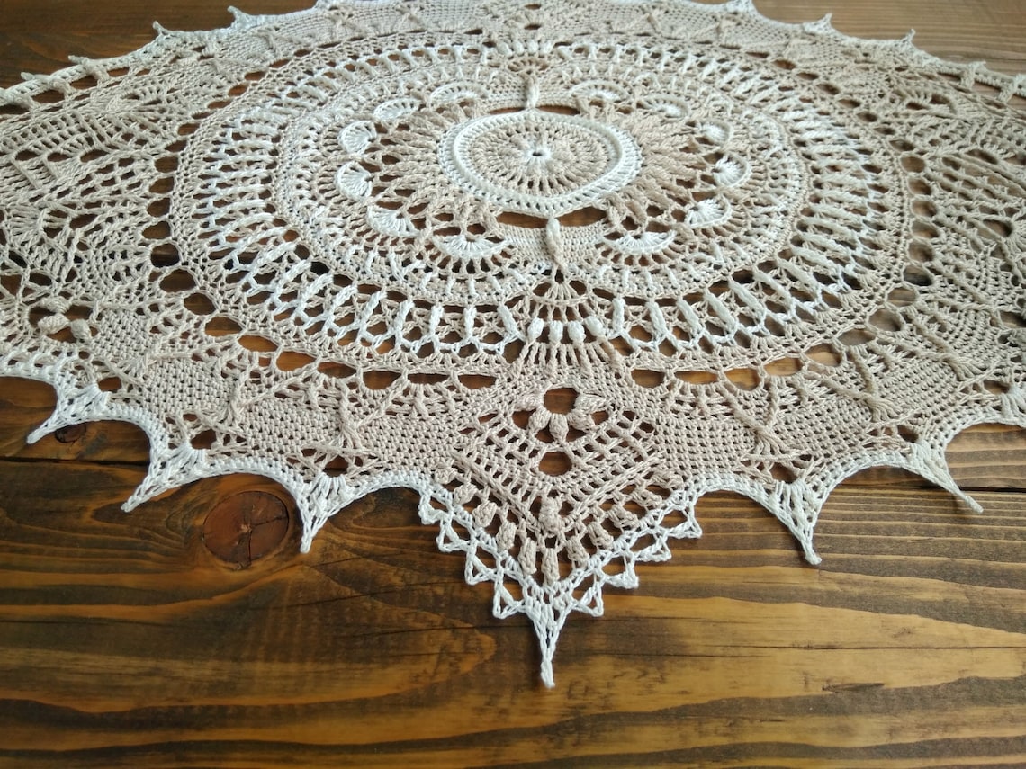 Crochet doily Oval doily lace Doily rustic Wedding center | Etsy