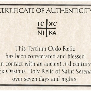 Saint Serena Relic: Tertio Ordo Relic Card With Certificate - Etsy