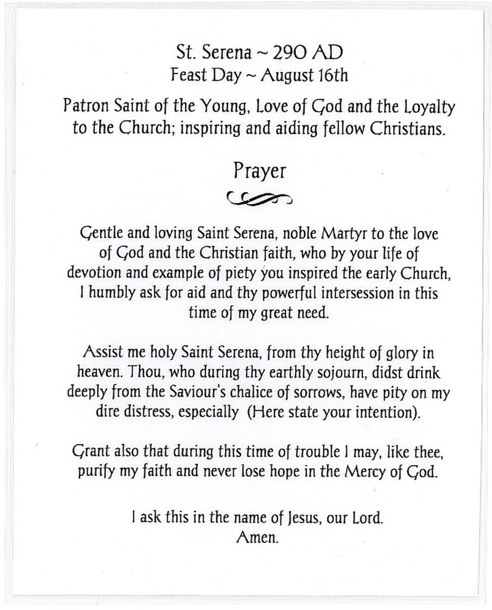 Saint Serena Relic: Tertio Ordo Relic Card With Certificate - Etsy