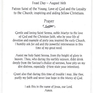 Saint Serena Relic: Tertio Ordo Relic Card With Certificate - Etsy