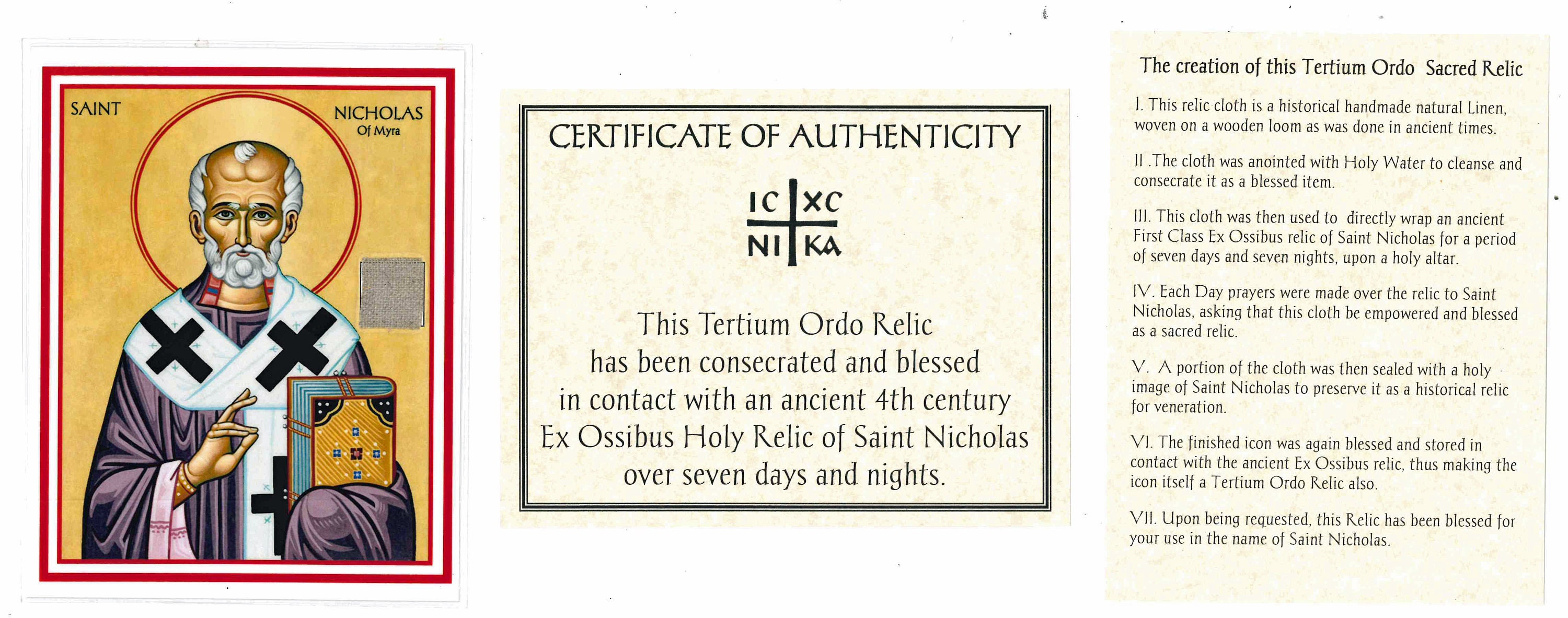 Saint Nicholas Relic: Tertio Ordo, Patron Saint, Historical Artifact - Etsy