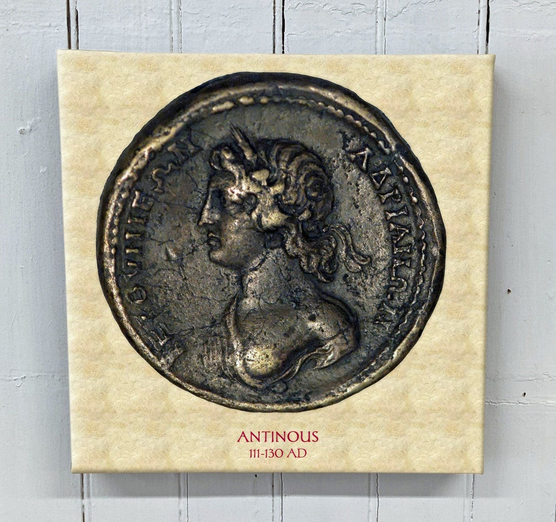 Antinous Coin - the Lover of the Emperor Hadrian - 12x12" Canvas Wall ...