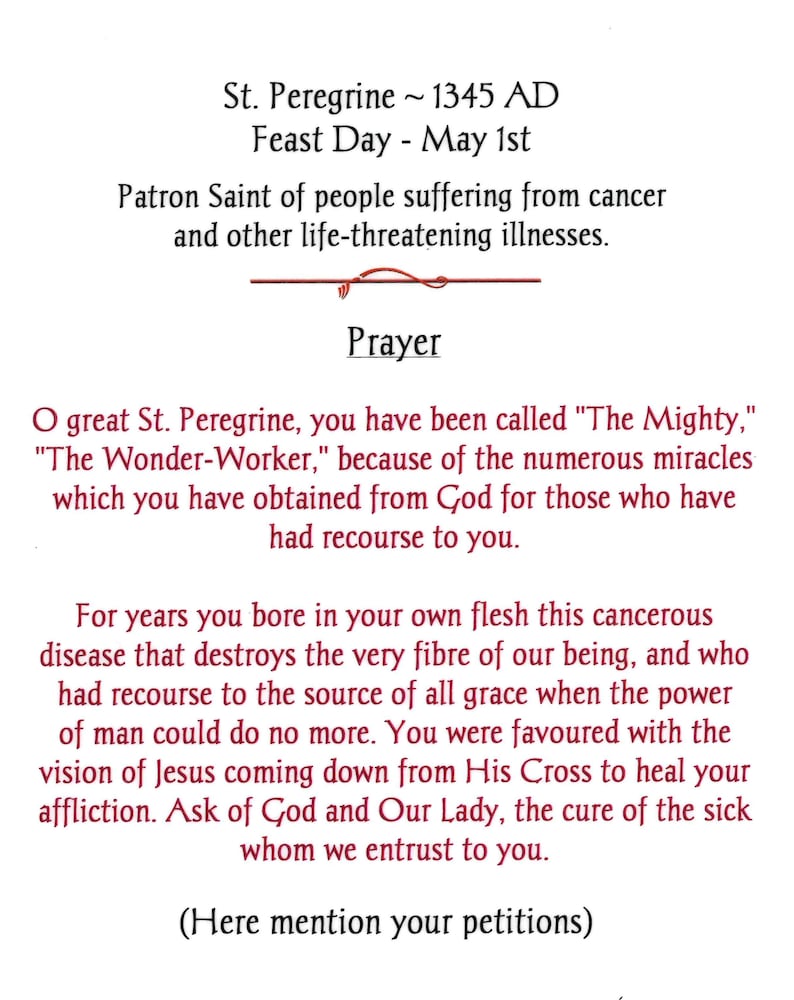Saint Peregrine Relic: Patron Saint of Cancer Sufferers, Historical ...
