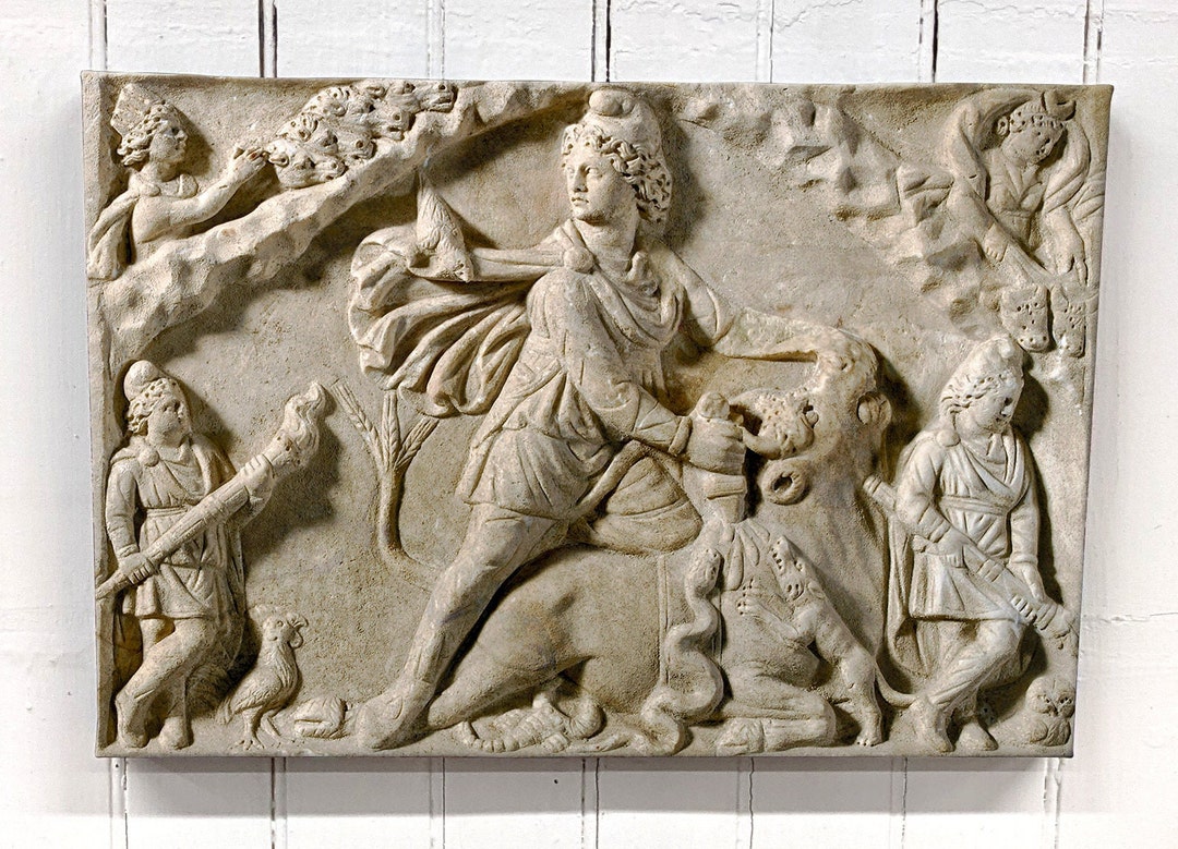 Mithras Tauroctony Canvas Art: 3rd Century Roman Mithraeum Scene (12x18 ...