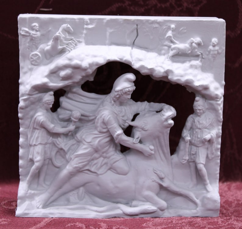 Mithras and the Bull Statue the Mithraic Tauroctony Scene - Etsy Canada