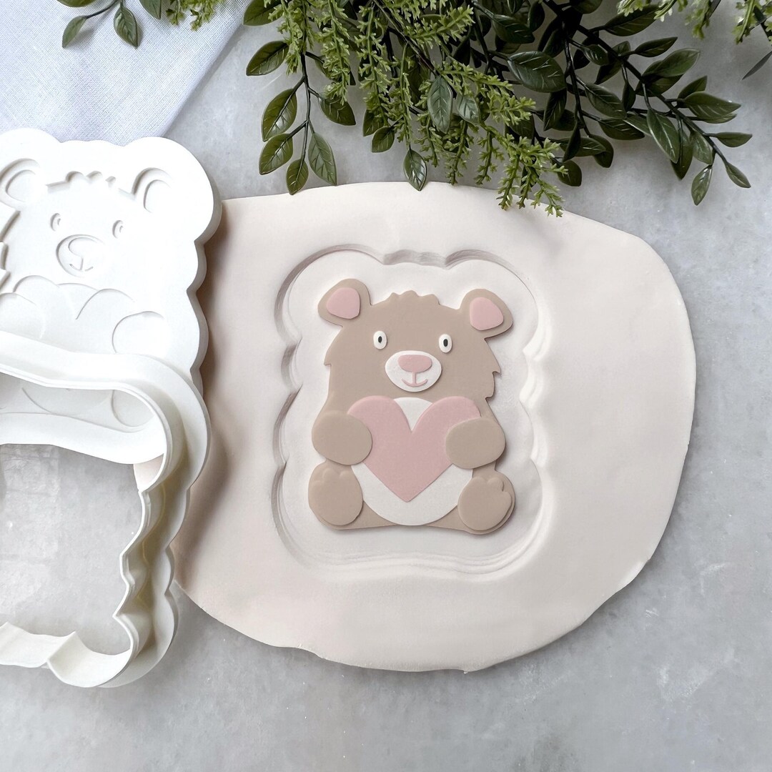 Teddy Bear Heart Day Cookie Cutter & Stamp | Heart, Love, Romantic ...