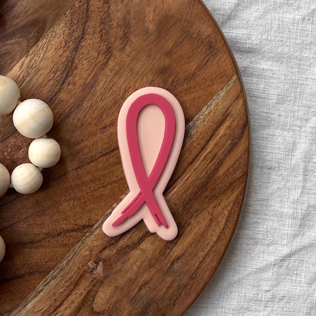 Breast Cancer Ribbon Cookie Cutter & Stamp Set | Pink Ribbon Symbol ...