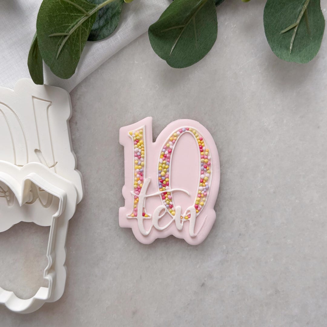 10th Birthday Cookie Cutter & Fondant Stamp • Number 10 Cookie Embosser ...