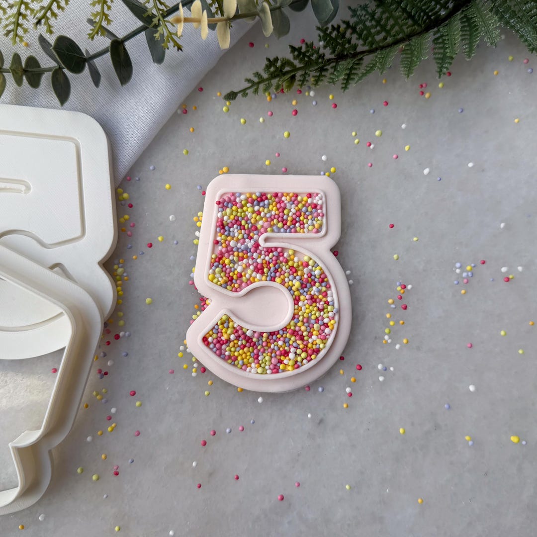 Number 5 Cookie Cutter & Fondant Stamp • 5th Birthday Cookie Embosser ...