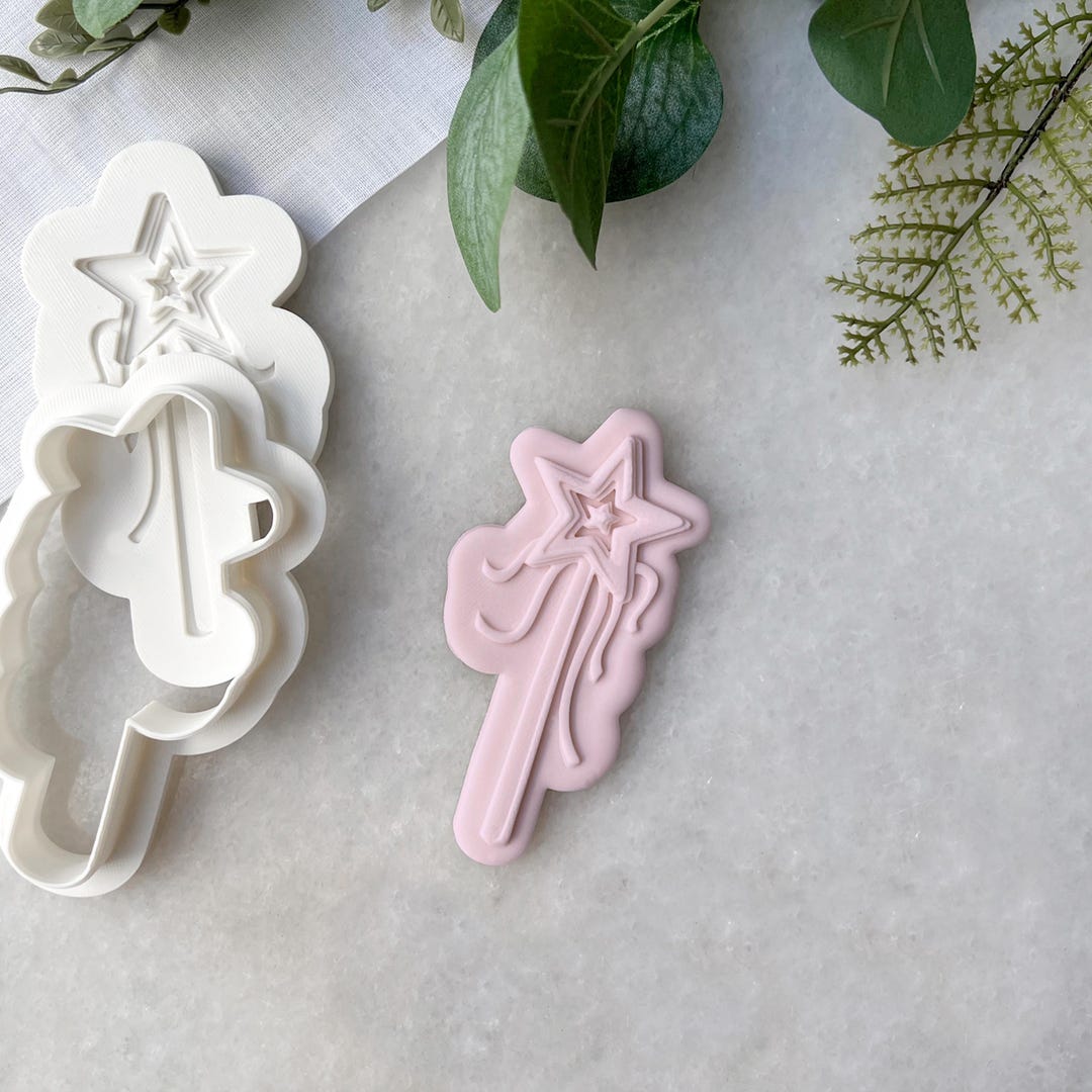 Fairy Wand Cookie Cutter & Fondant Stamp • Princess Embosser for Girl ...