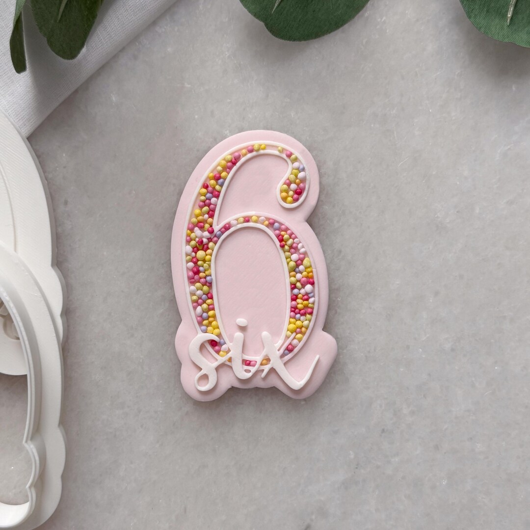 6th Birthday Cookie Cutter & Fondant Stamp • Number 6 Cookie Embosser ...