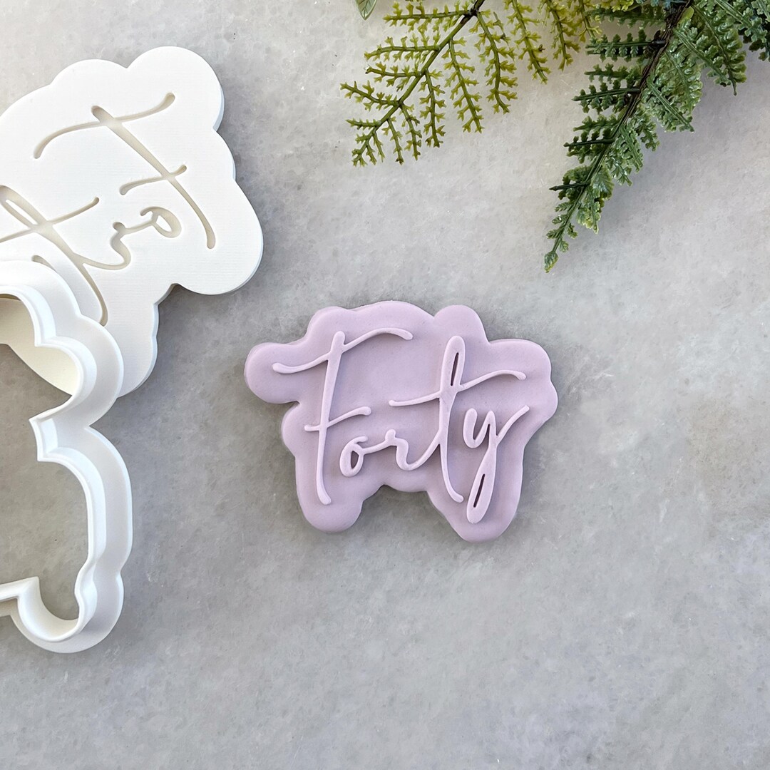 Forty 40 Cookie Cutter & Fondant Stamp Set • 40 Birthday Cookie ...