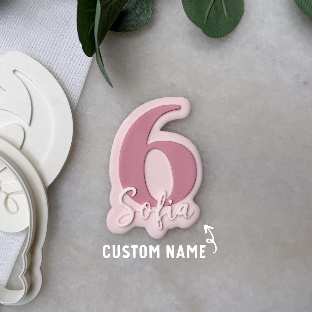 Custom 6th Bday Cookie Cutter & Fondant Stamp • Number 6 Embosser for ...