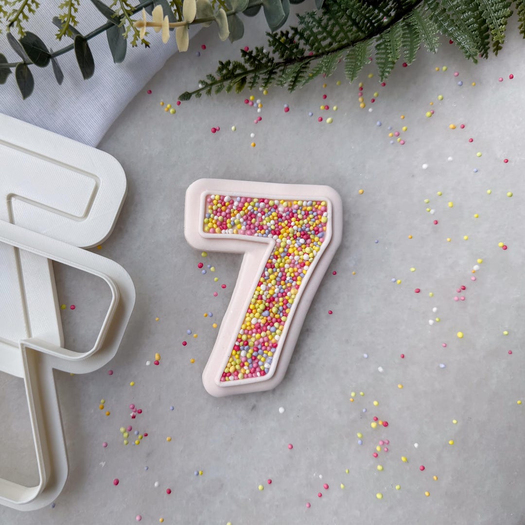 Number 7 Cookie Cutter & Fondant Stamp • 7th Birthday Cookie Embosser ...