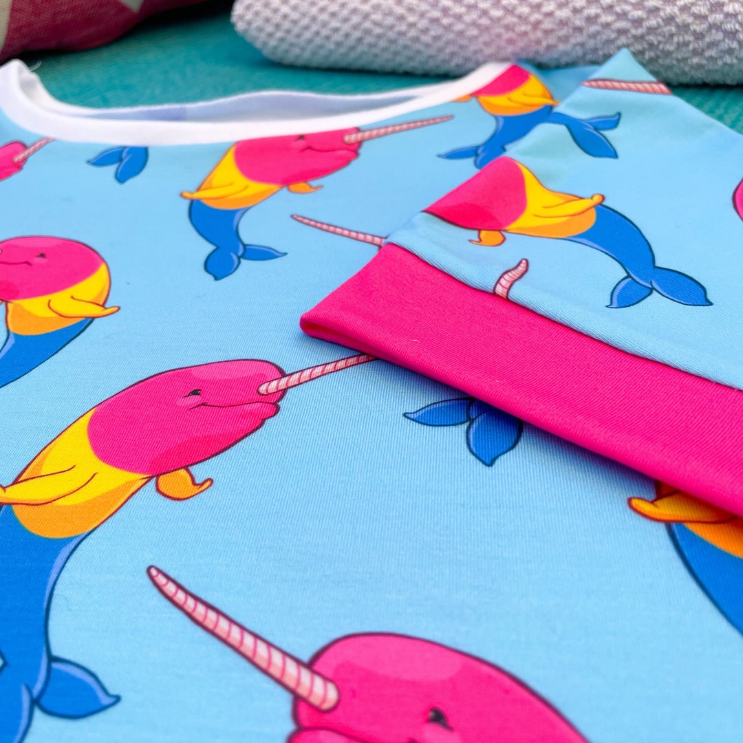 Neon Narwhals Crop Top, Narwhals Shirt, Narwhal Print, Fun Crop Top ...