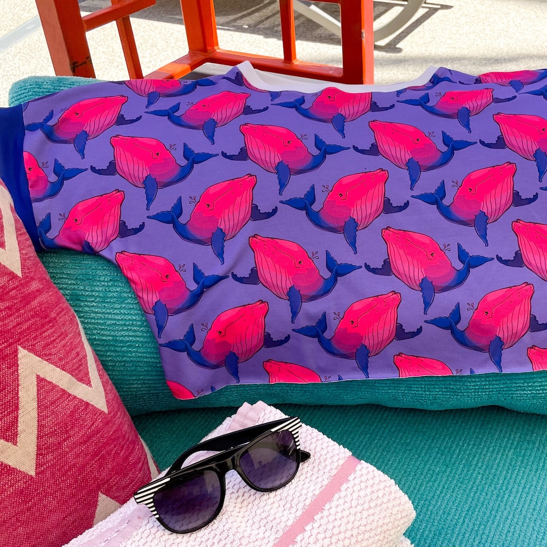 Humpback Whales Crop Top, Pink Blue Purple Crop Top, Cute Whale Shirt ...