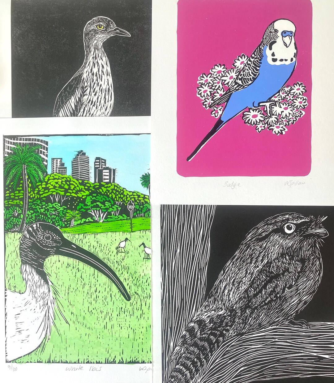 Mystery Lino Cut Print - Bird Animal Butterfly Melbourne Scene ...