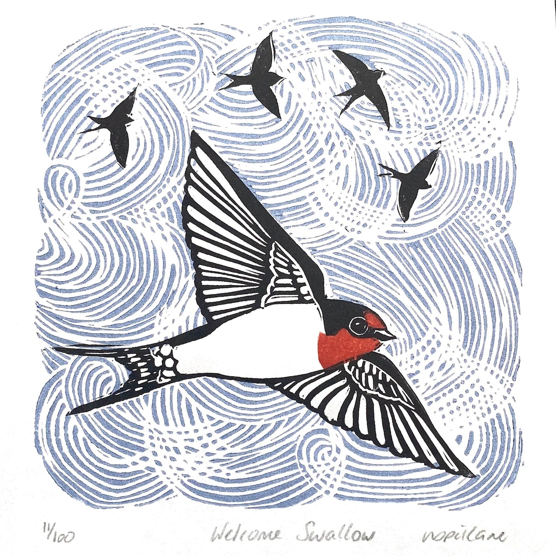 Welcome Swallow Original Lino Cut Print / Australian Bird Print ...