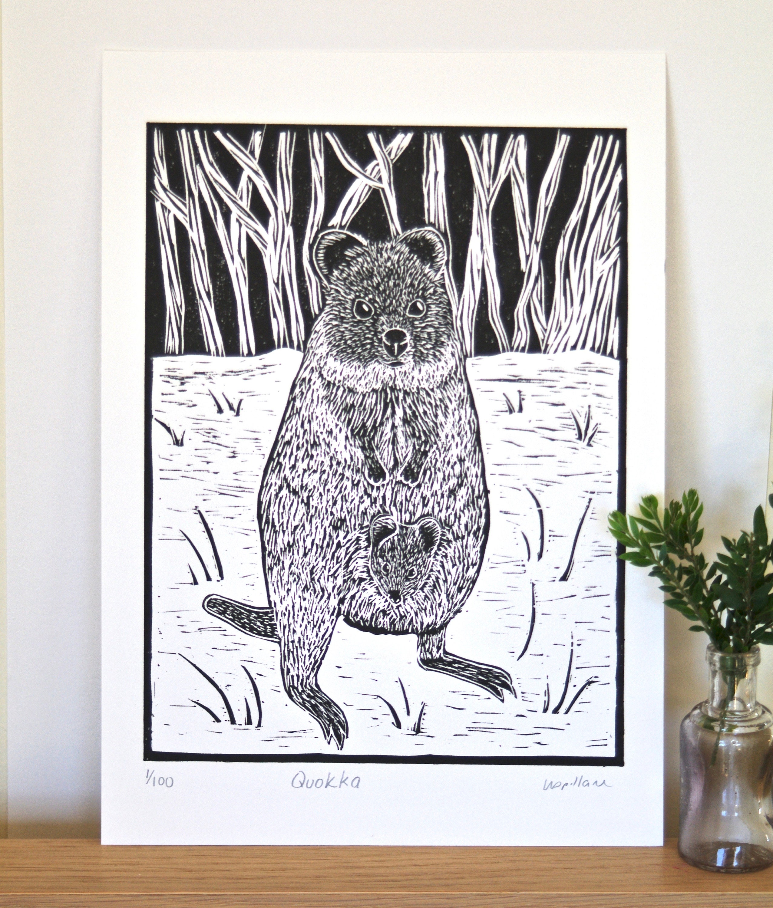 Quokka Lino Cut Print / Australian Animal Print / Australian - Etsy ...