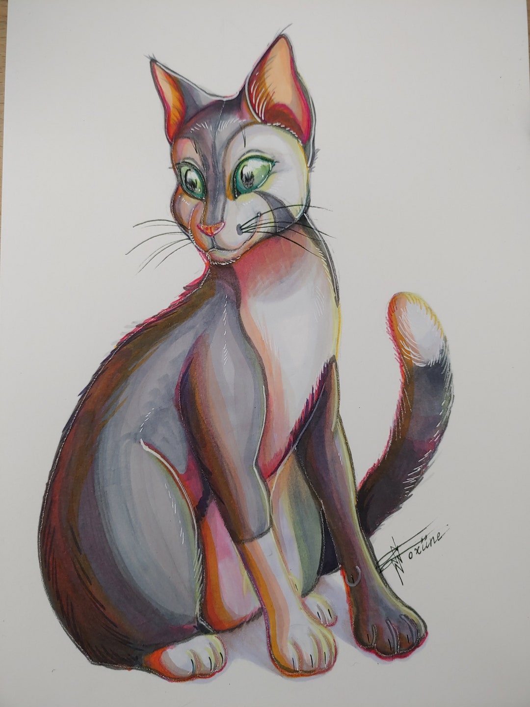 Original Drawing Francis the Cat Felidae - Etsy