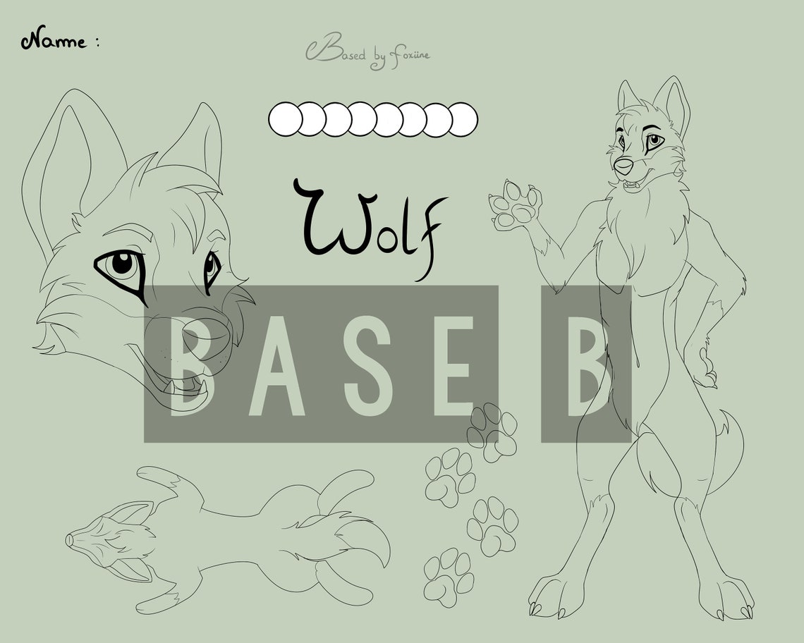 Wolf Male Furry Reference sheet base | Etsy