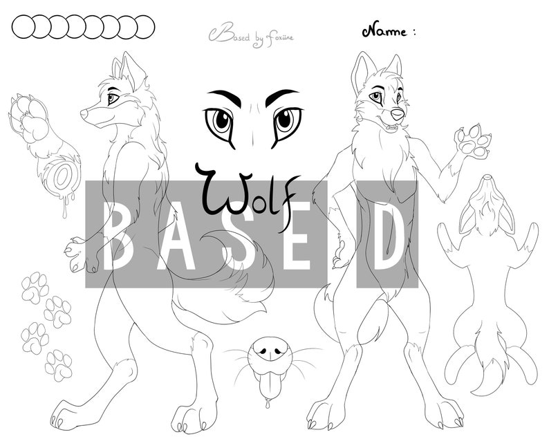 Wolf Male Furry Reference sheet base | Etsy
