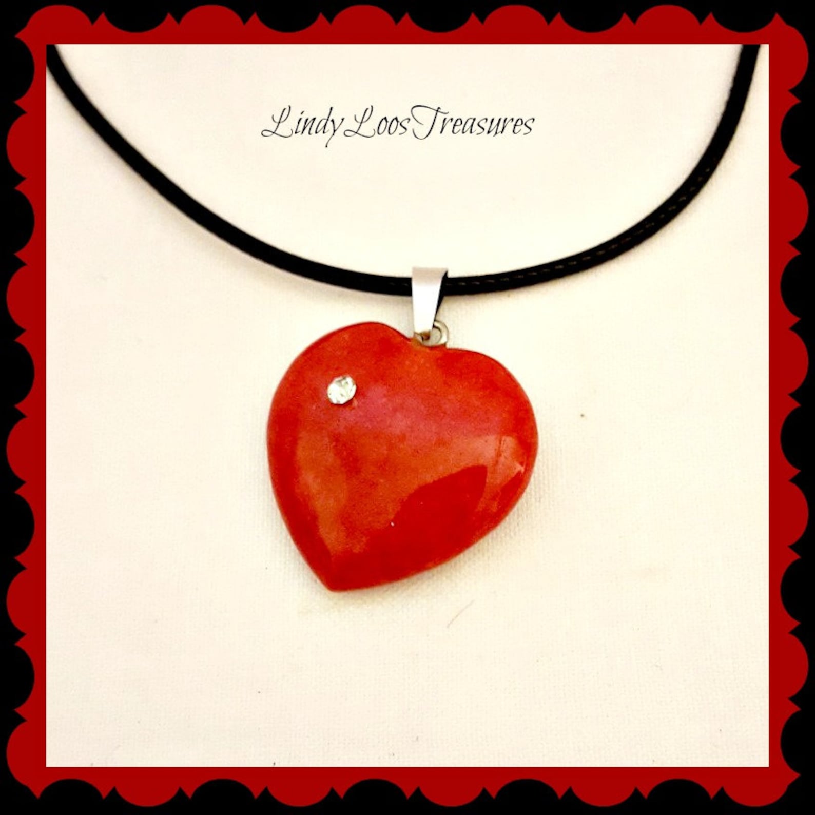 Gorgeous Red Agate Heart Pendant CZ love heart necklace | Etsy