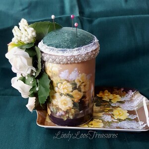 Collectible Pin Cushion Yellow Roses, Novelty Pincushion, One of a Kind ...