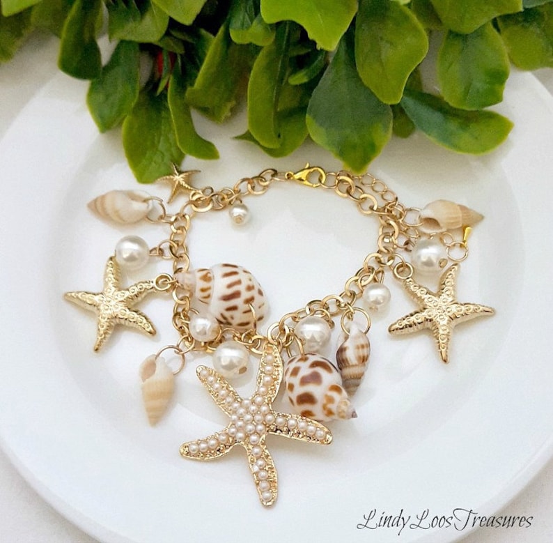 Gold Shell Bracelet Shell Bracelet Starfish Bracelet Beach - Etsy