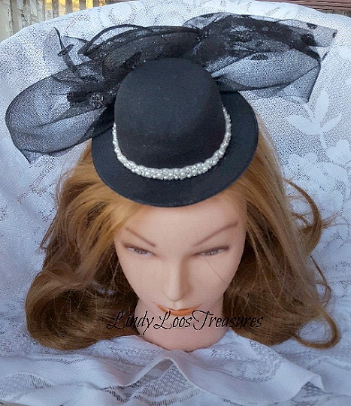 Black Mini Top Hat Fascinator Steampunk Bridal Hat Gothic - Etsy