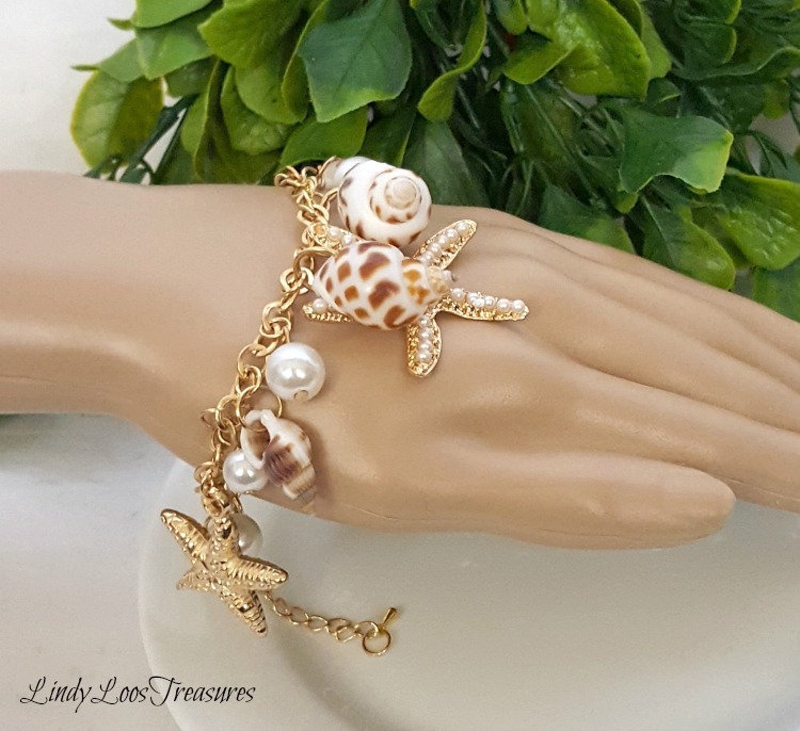 Gold Shell Bracelet Shell Bracelet Starfish Bracelet Beach - Etsy