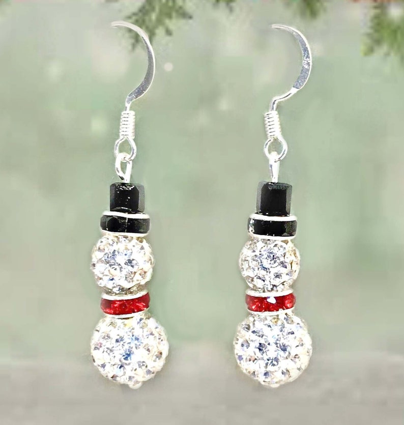 Sparkly Rhinestone Snowman Earrings Christmas Earrings | Etsy