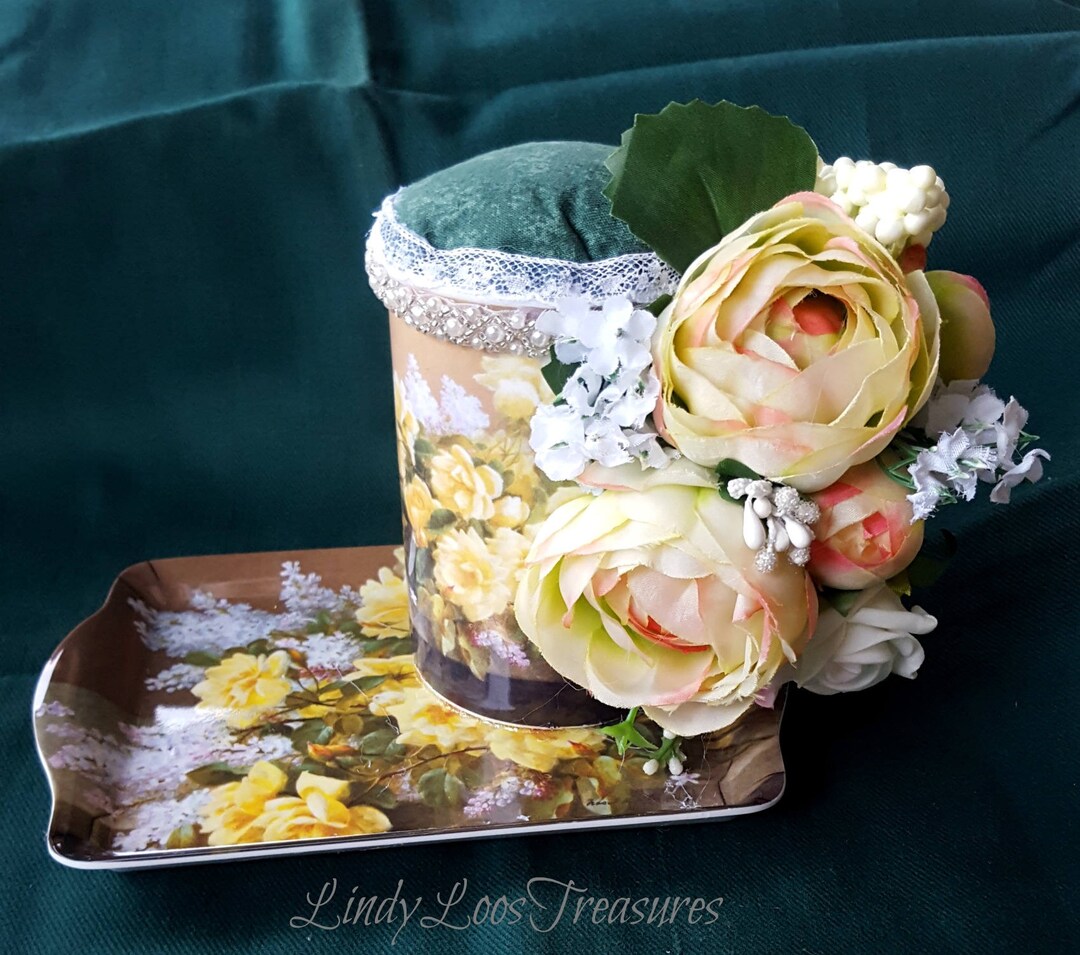 Collectible Pin Cushion Yellow Roses, Novelty Pincushion, One of a Kind ...