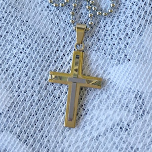 Two Tone Cross Pendant Yellow Gold Religious Two Tone Cross - Etsy ...