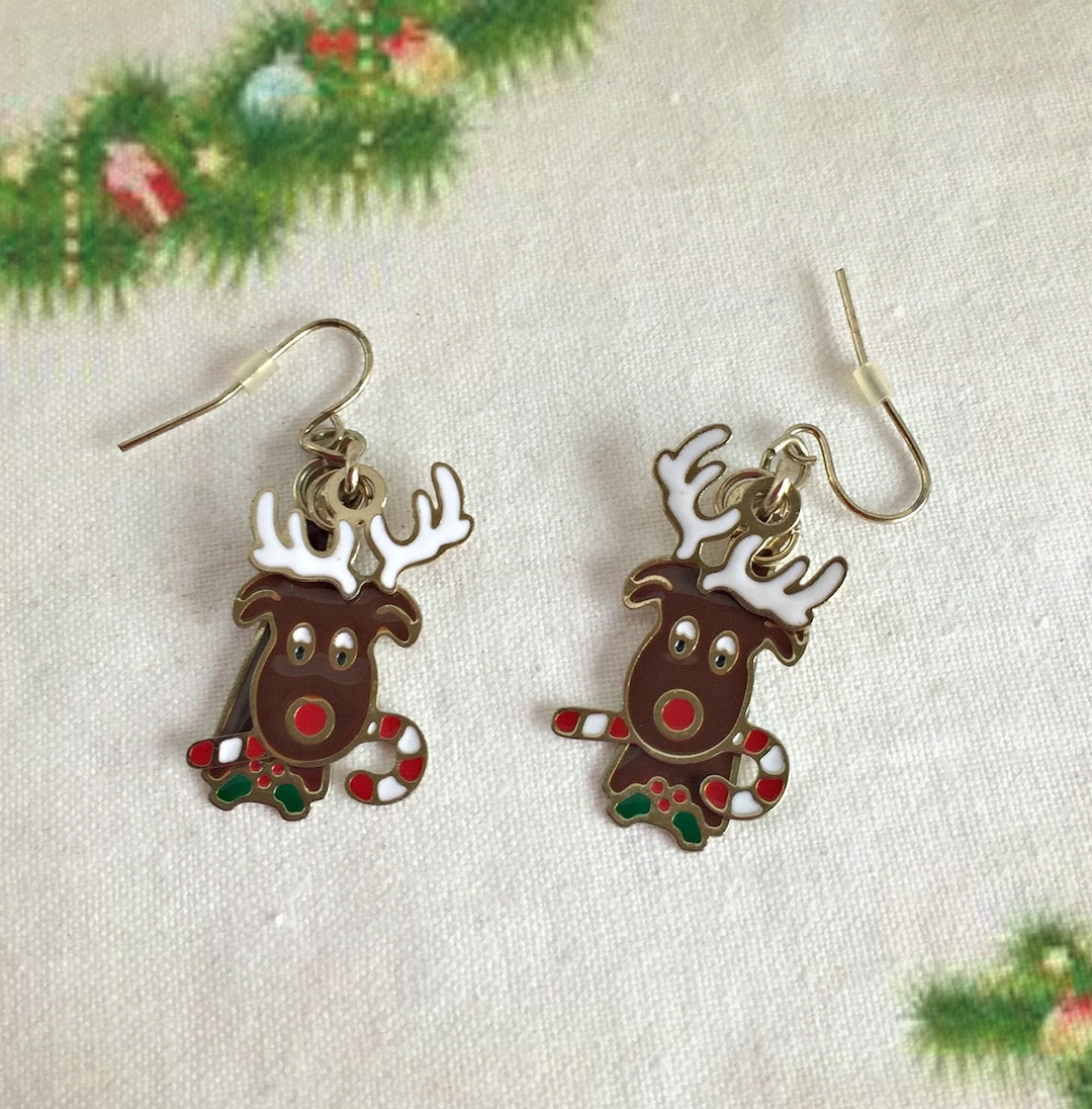 Christmas Rocking Reindeer Earrings, Cute Rudolf Earrings, Rudolf the ...