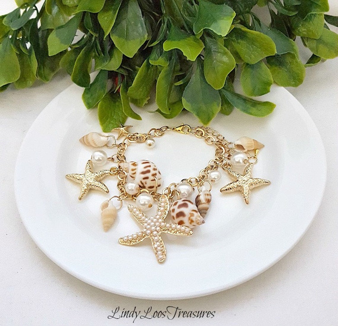 Gold Shell Bracelet Shell Bracelet Starfish Bracelet Beach - Etsy