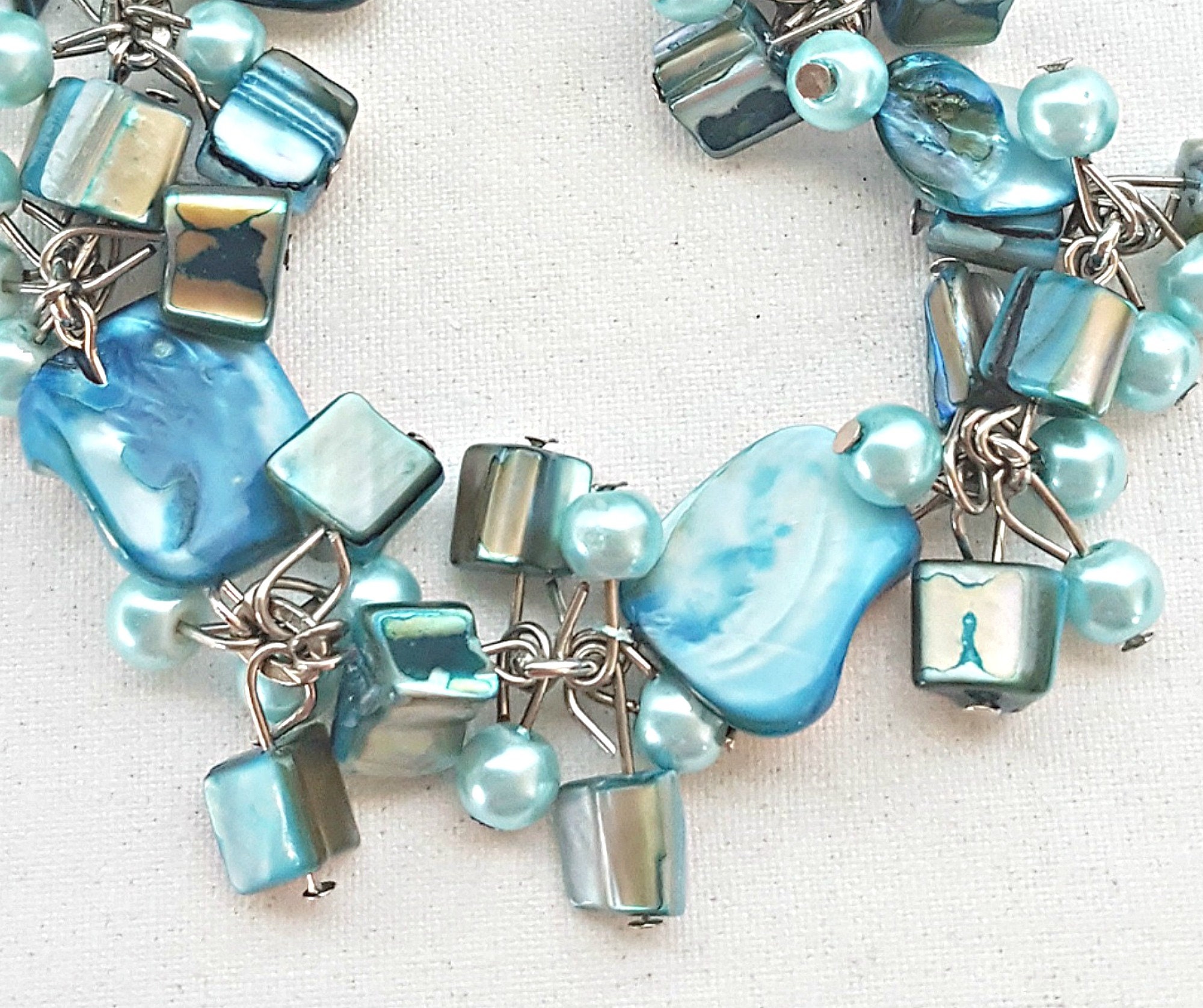 Carved sea shell and pearl beaded bracelet Shell bracelet | Etsy