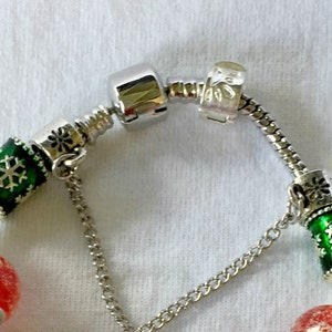 Christmas Bracelet, Christmas Bracelet Fun, Enameled Charms, Beaded ...