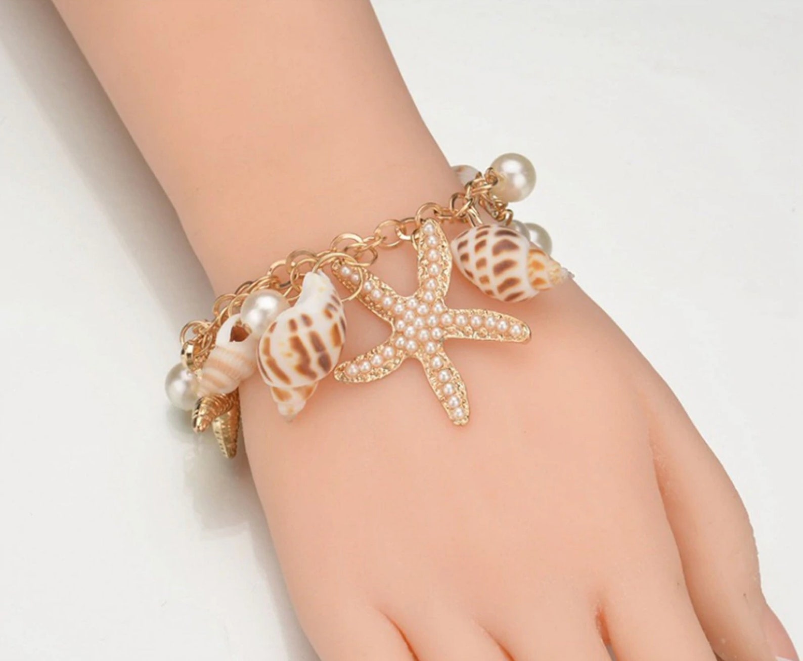 Gold Shell Bracelet Shell Bracelet Starfish Bracelet Beach - Etsy