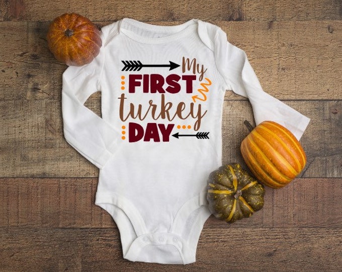 My First Turkey Day, My First Thanksgiving, Thanksgiving Outfit, Baby ...