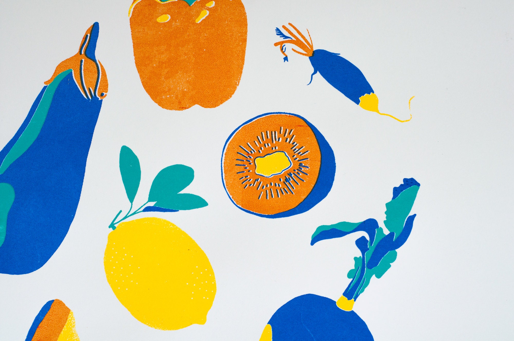 Poster Fruits and Vegetables screen-printed A3 art print | Etsy